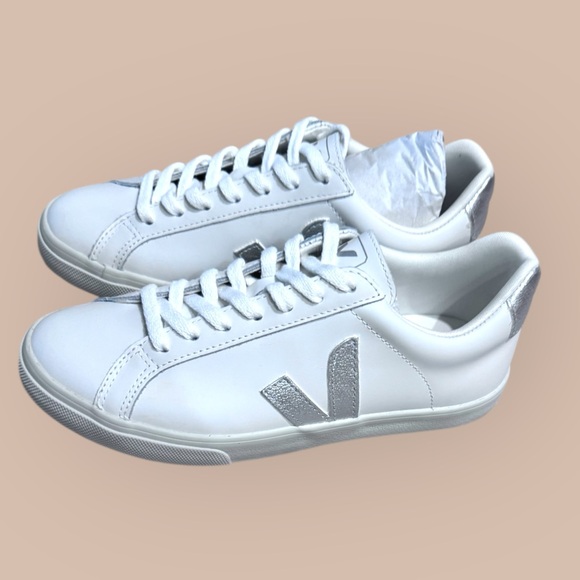 Veja | Shoes | Veja White And Silver Minimalist Sneakers | Poshmark
